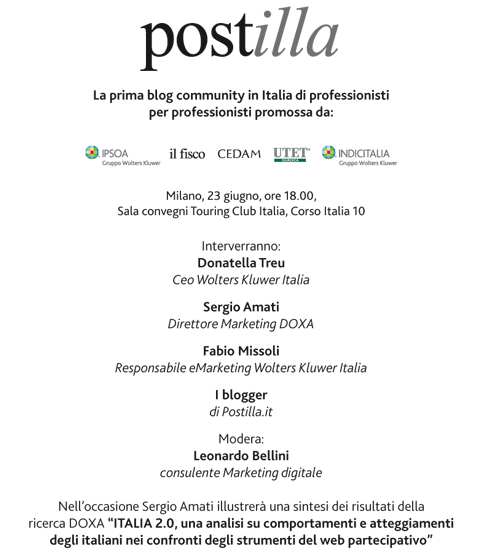Segnalazione: il 23 giugno presentazione di Postilla, la prima blog ...